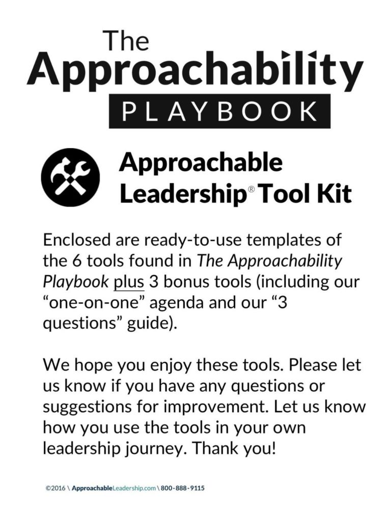 approachable-leadership-playbook-tools - Approachable Leadership